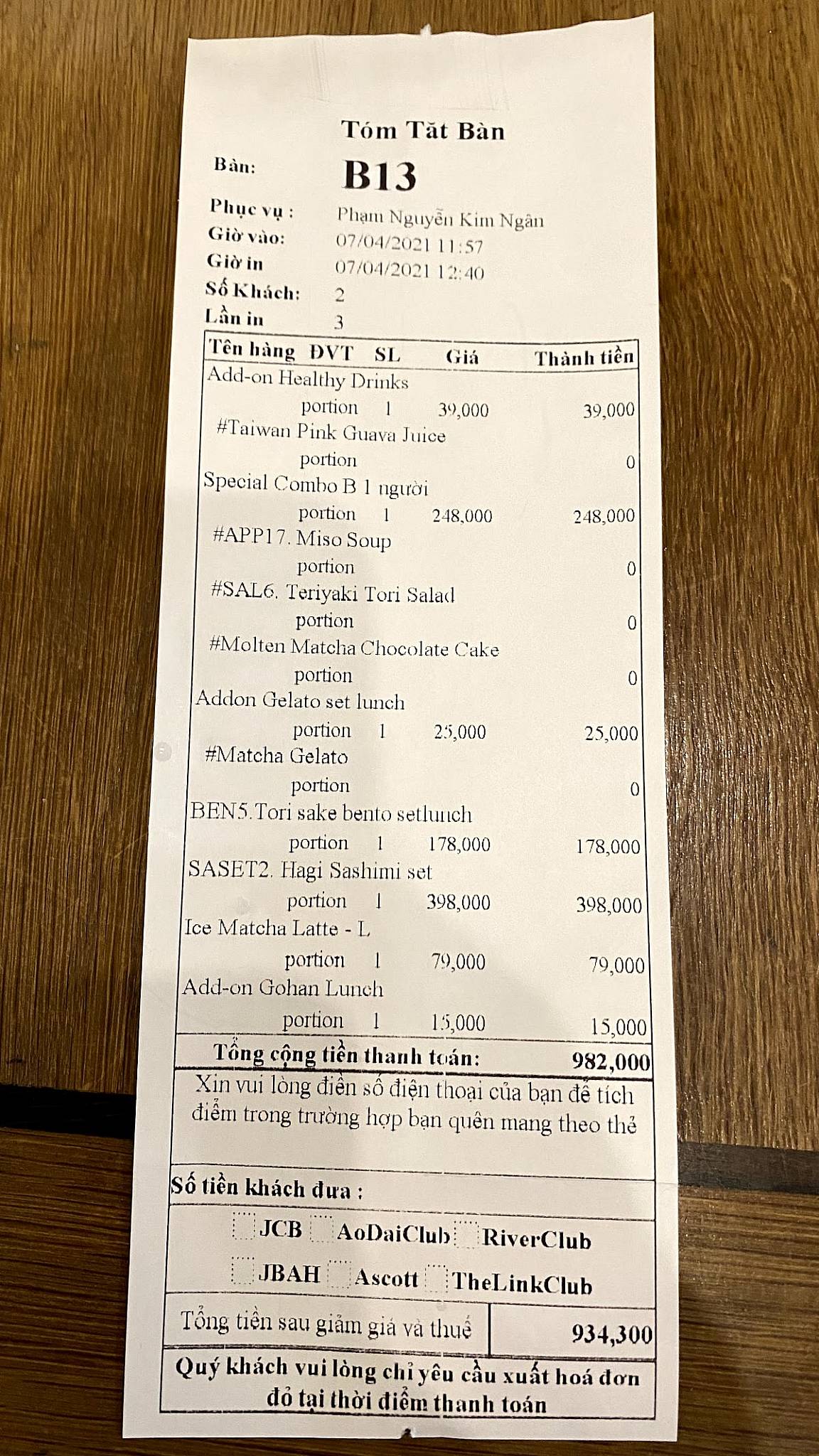 Carta del restaurante Morico Lê Lợi, Ciudad Ho Chi Minh (Saigón)