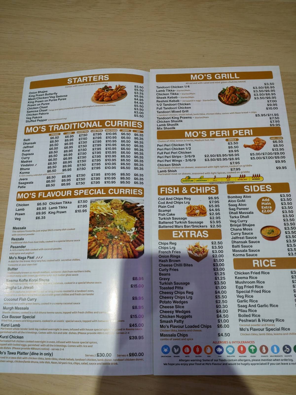 Menu at Mo's Flavour restaurant, Wellingborough