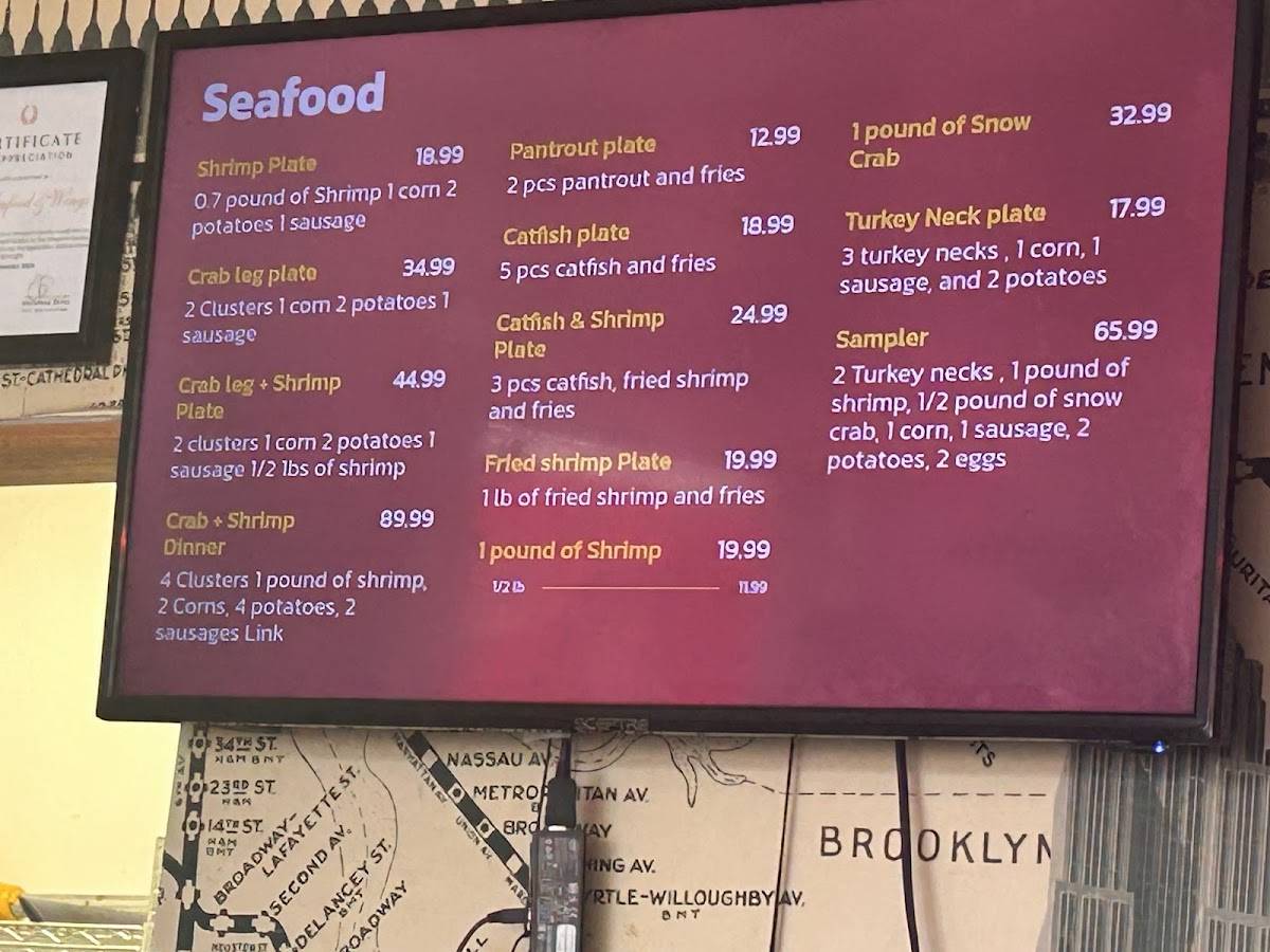 Menu at Mo's Seafood & Wings LLC restaurant, Mendenhall, US 49 ste A