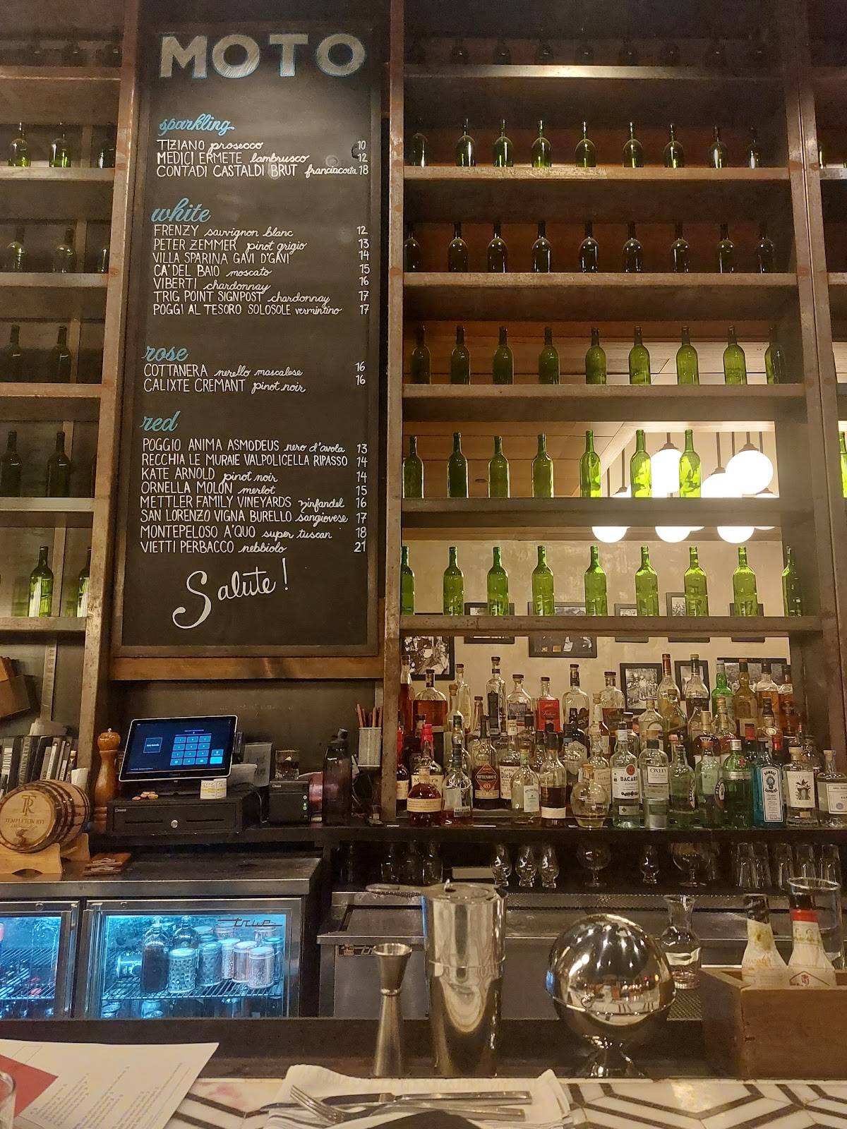 Menu at Moto restaurant, Nashville