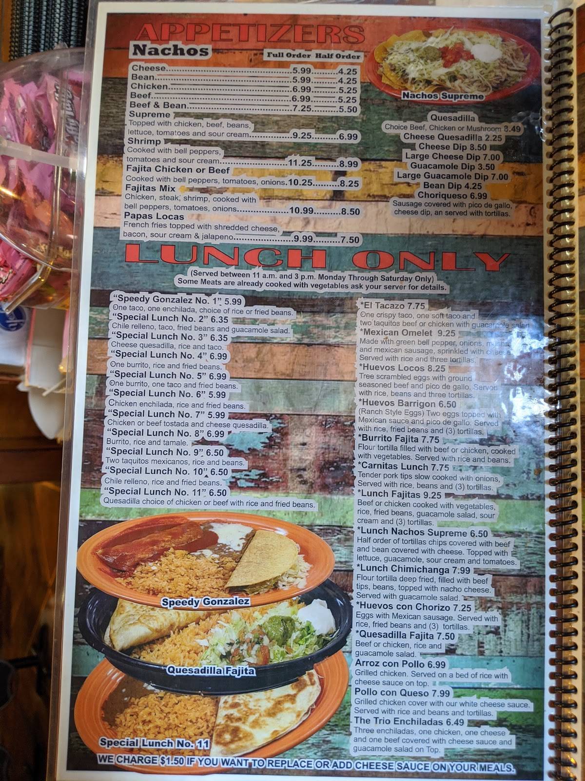 Menu at Señor Barrigas Mexican Restaurant-Mound City, Mound City