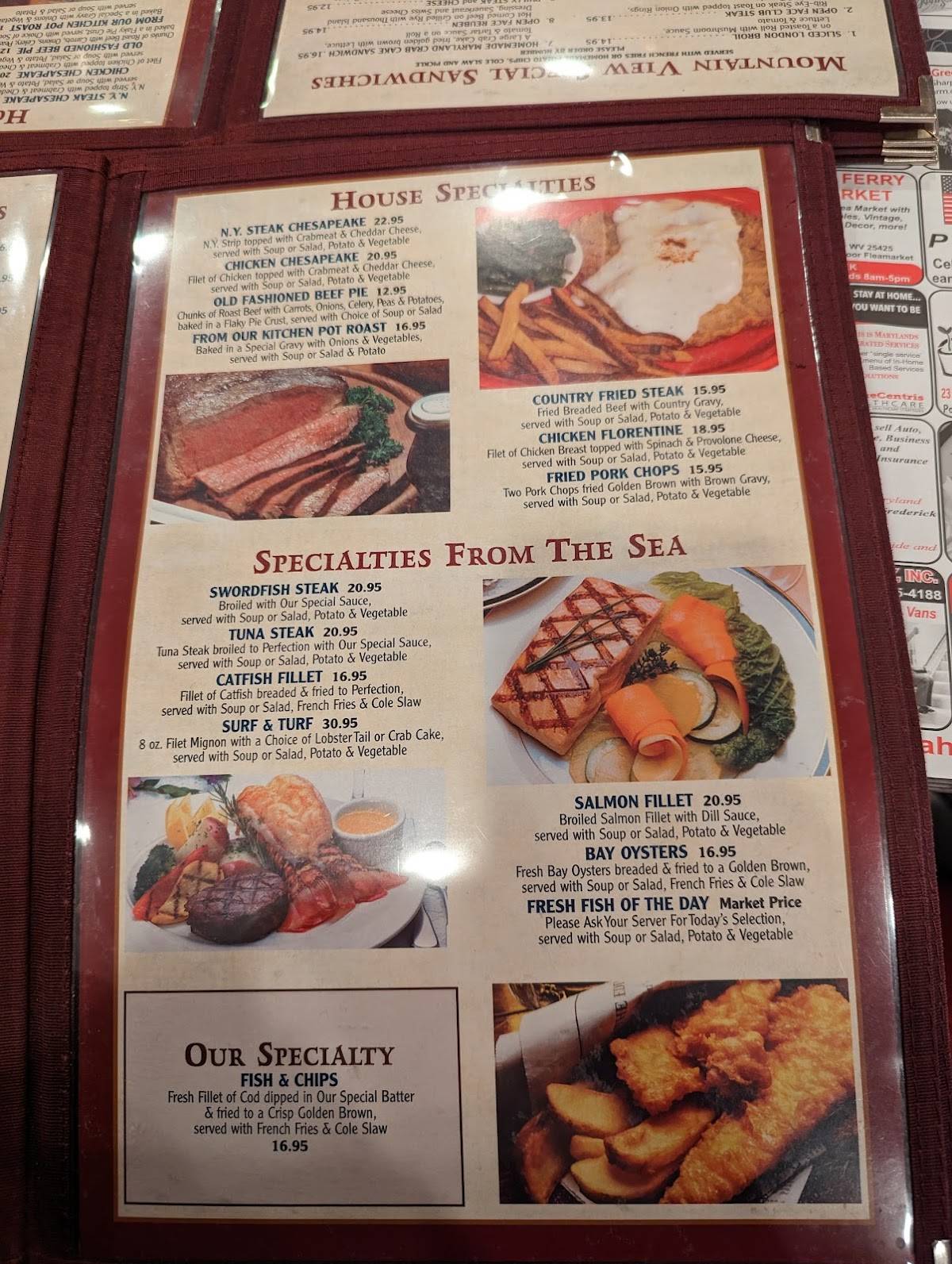 Menu at Mountain View Diner fast food, Frederick