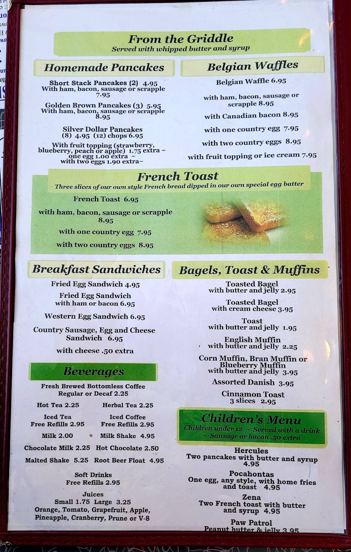 Menu at Mountain View Diner fast food, Frederick