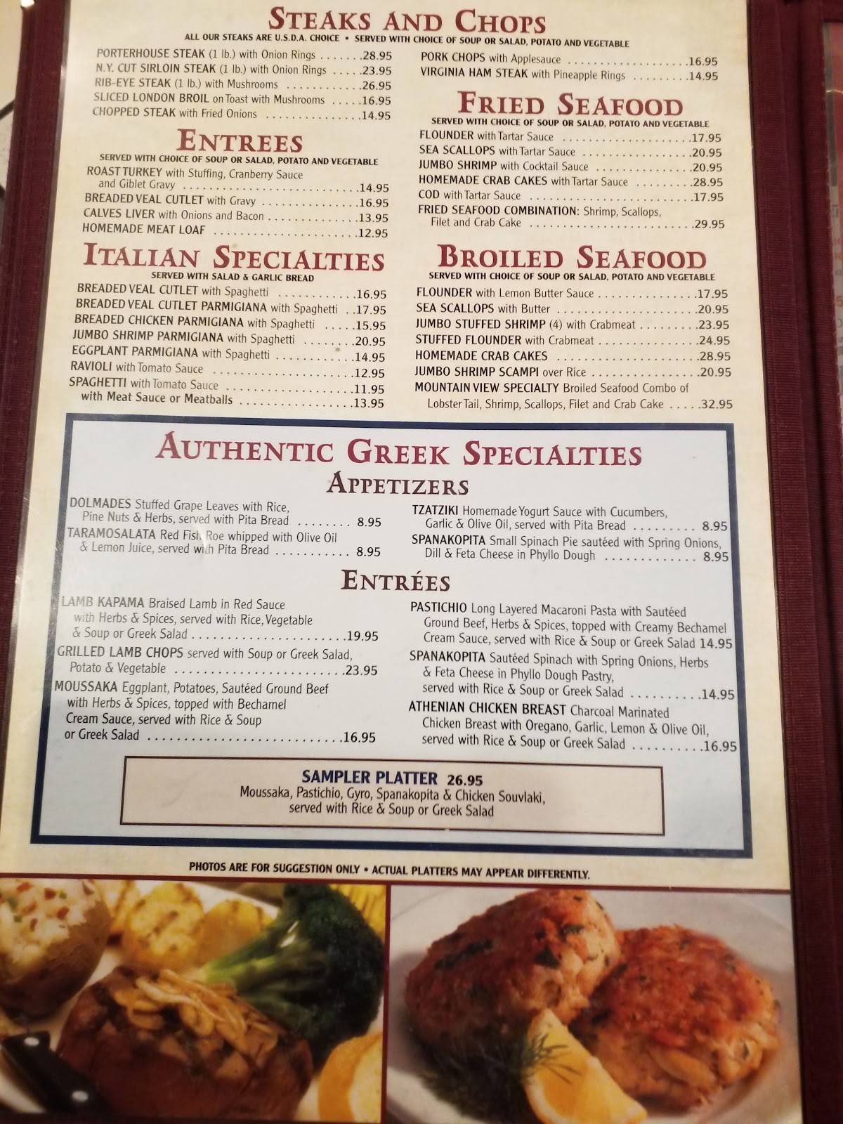 Menu at Mountain View Diner fast food, Frederick