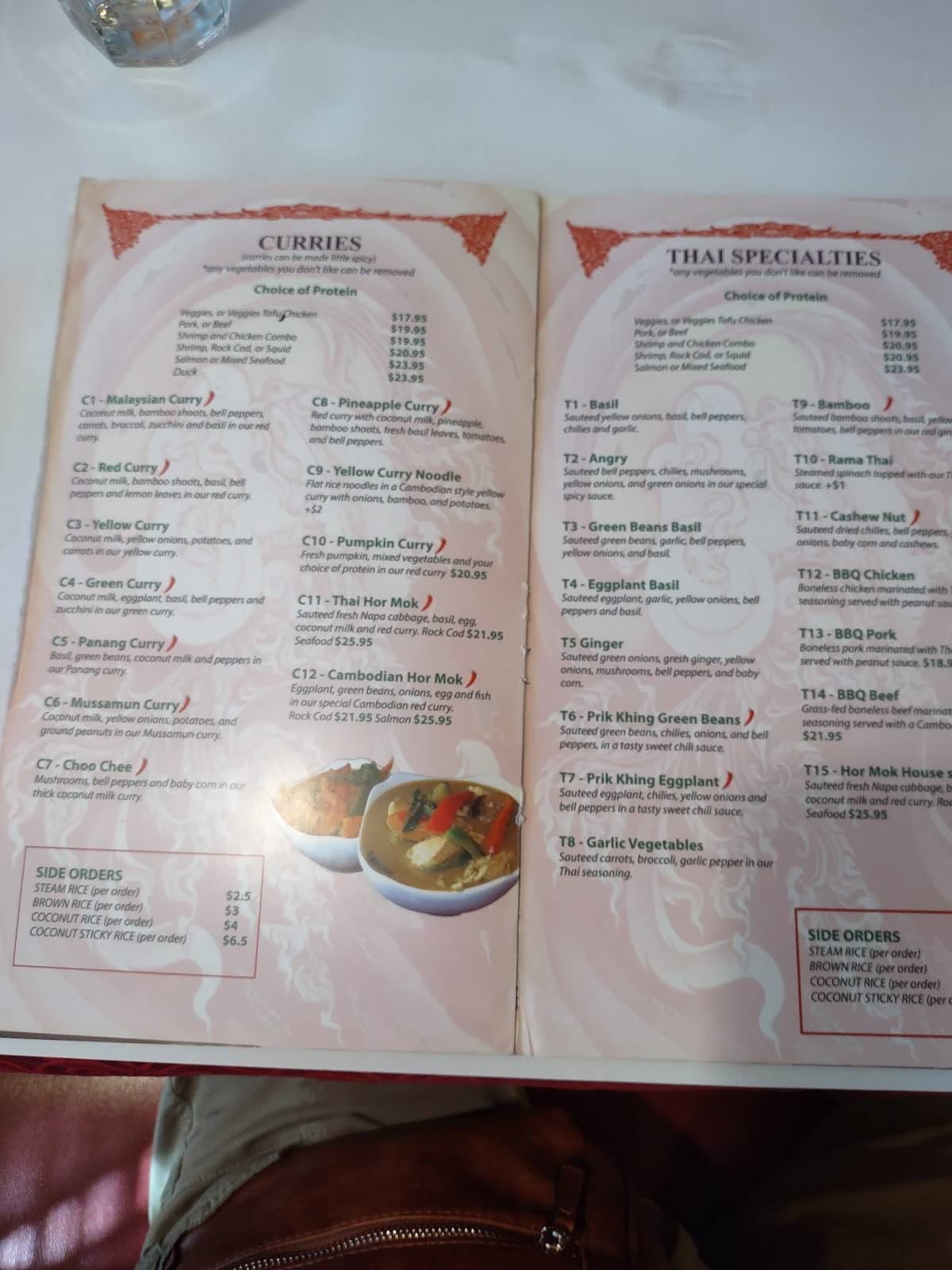 Menu at Tommy Thai restaurant, Mountain View