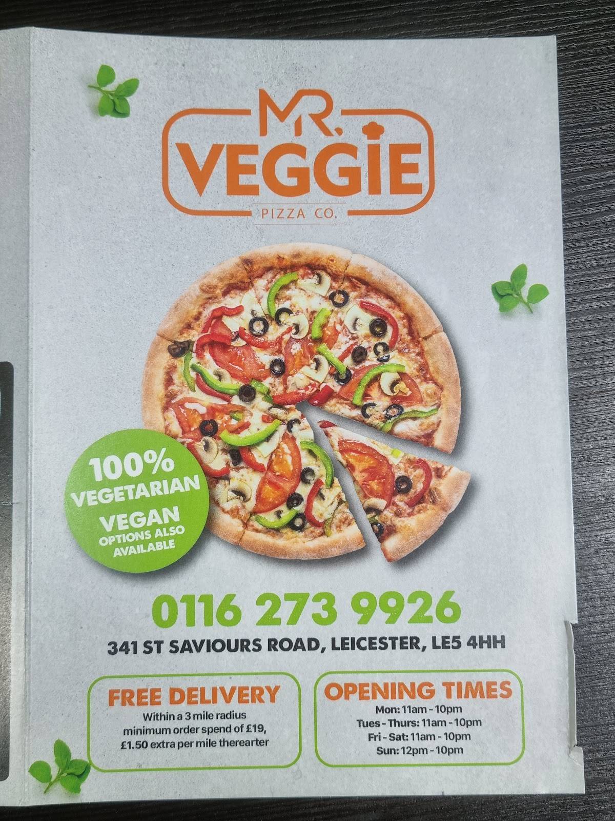 Menu at Mr Veggie Pizza Co restaurant, Leicester