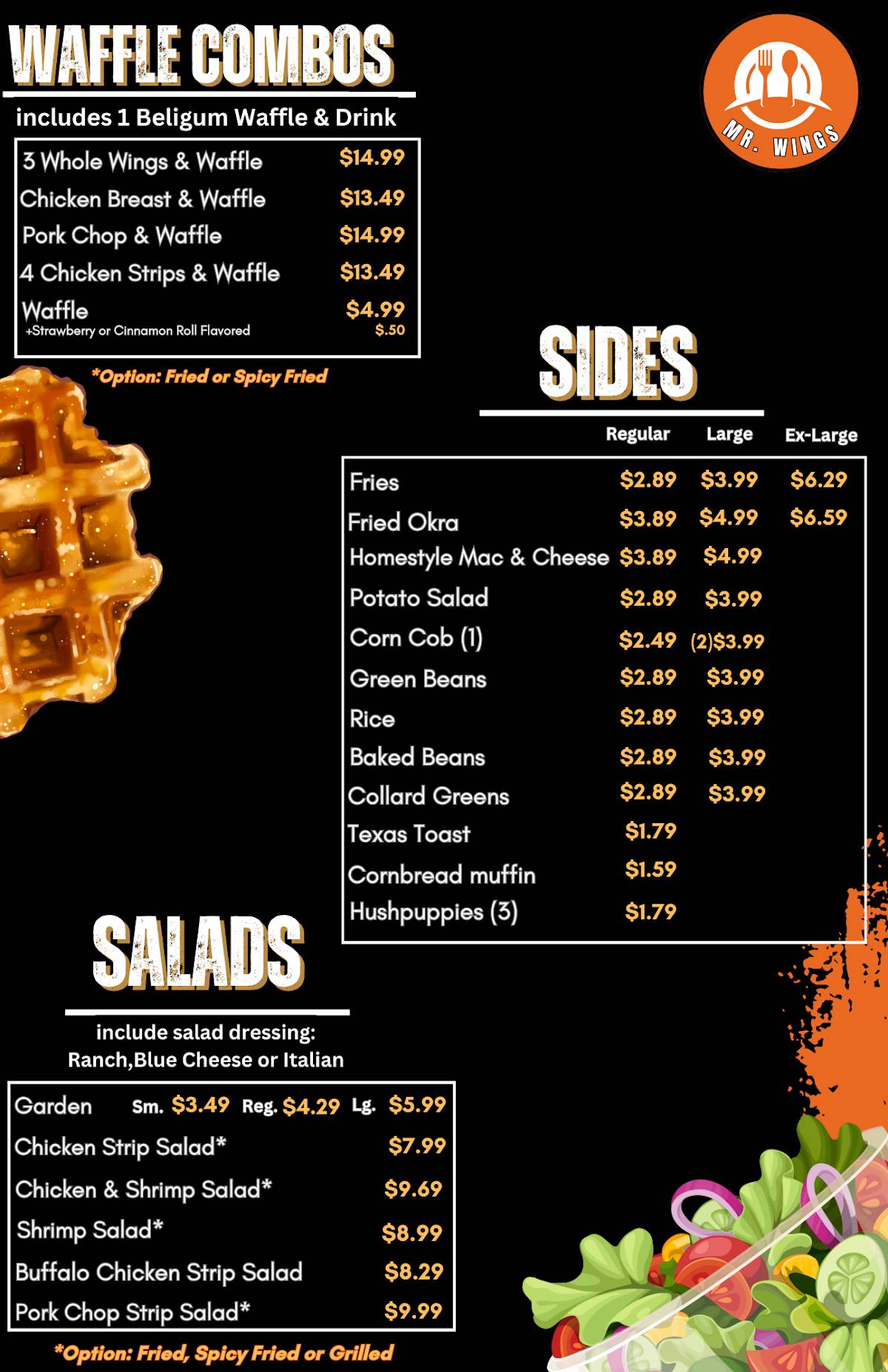 Menu at Mr. Wings BBQ, Pensacola, W Fairfield Dr