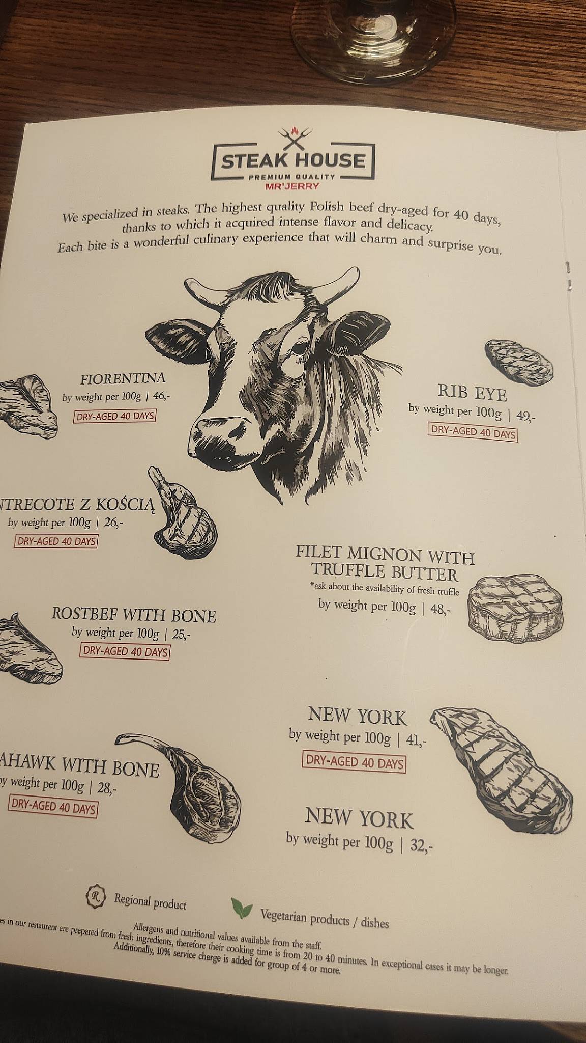 Menu at Mr'Jerry Restauracja & Steakhouse Kraków, Kraków