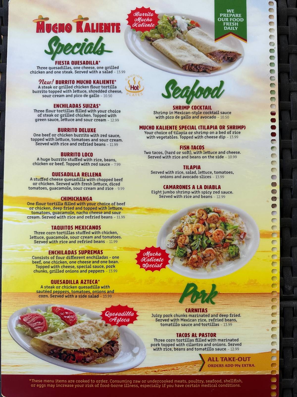 Menu at Mucho Kaliente Mexican Restaurant, East Ellijay