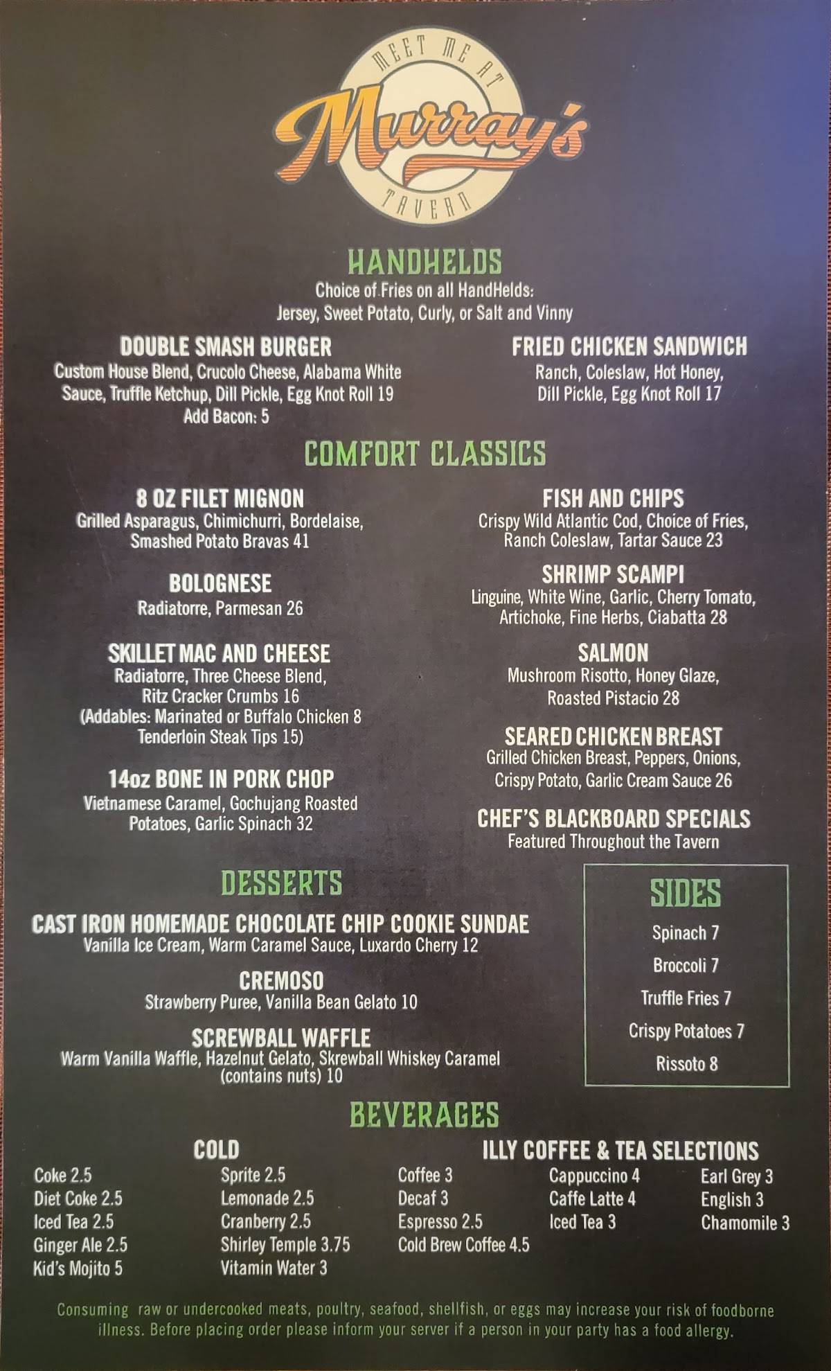Menu at Murray's Tavern pub & bar, Revere