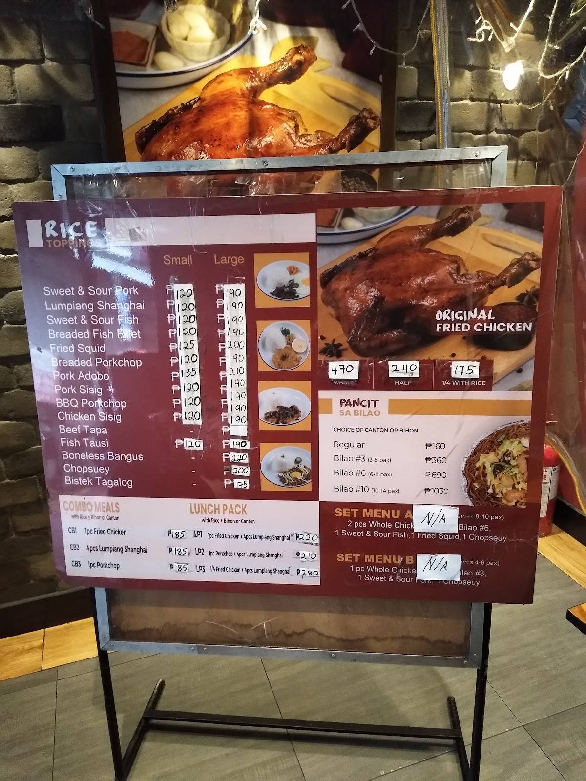 Menu at Mutsarap Fried Chicken restaurant, Manila, 364 Tomas Pinpin St