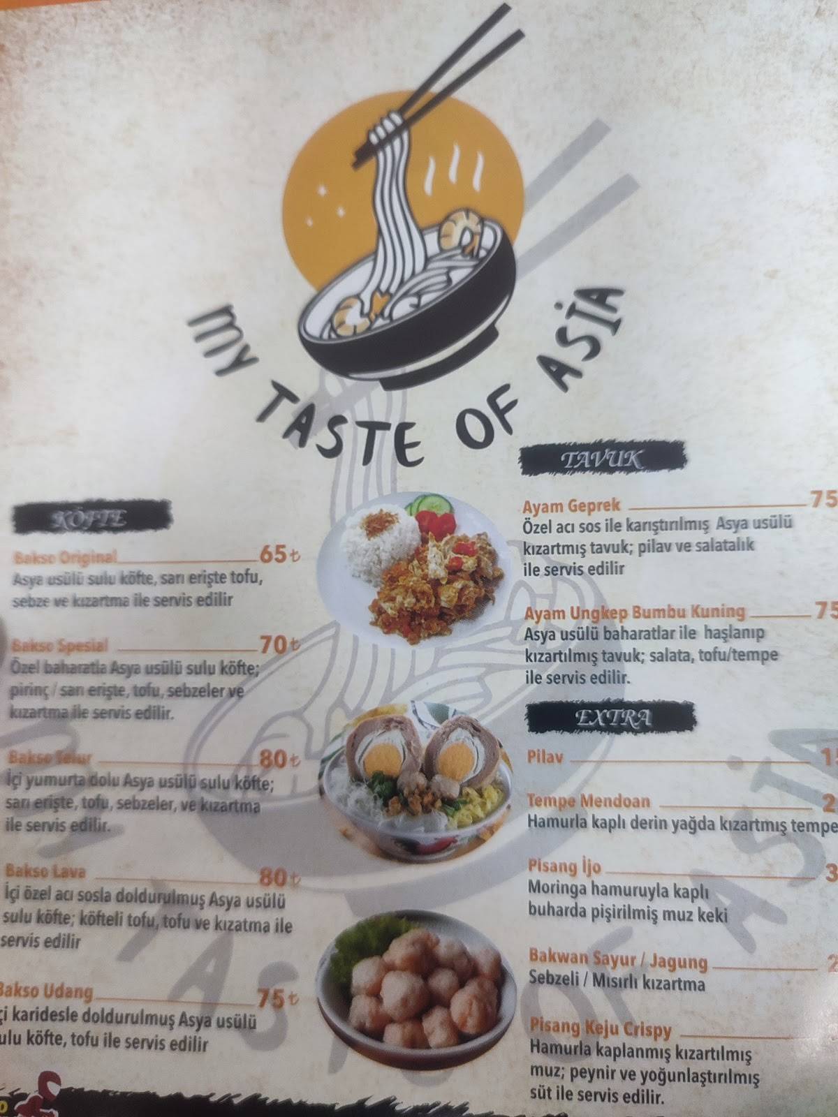 Menu at My Taste Of Asia, Eskişehir