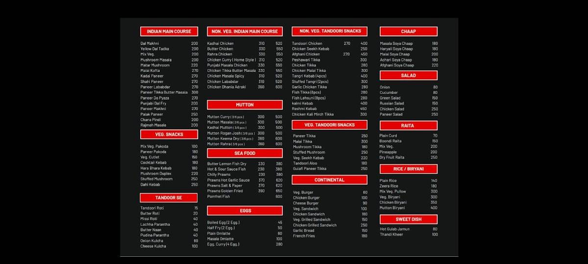 Menu at NAMASKAR "THE GREAT INDIAN KITCHEN", Zirakpur