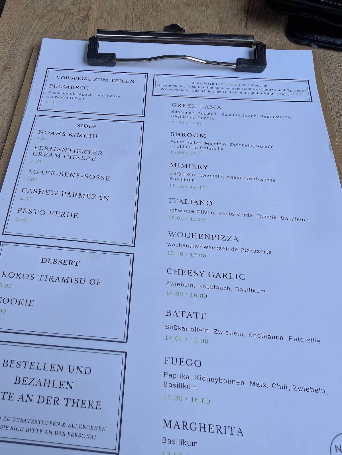 Speisekarte von NOAH restaurant, Mainz
