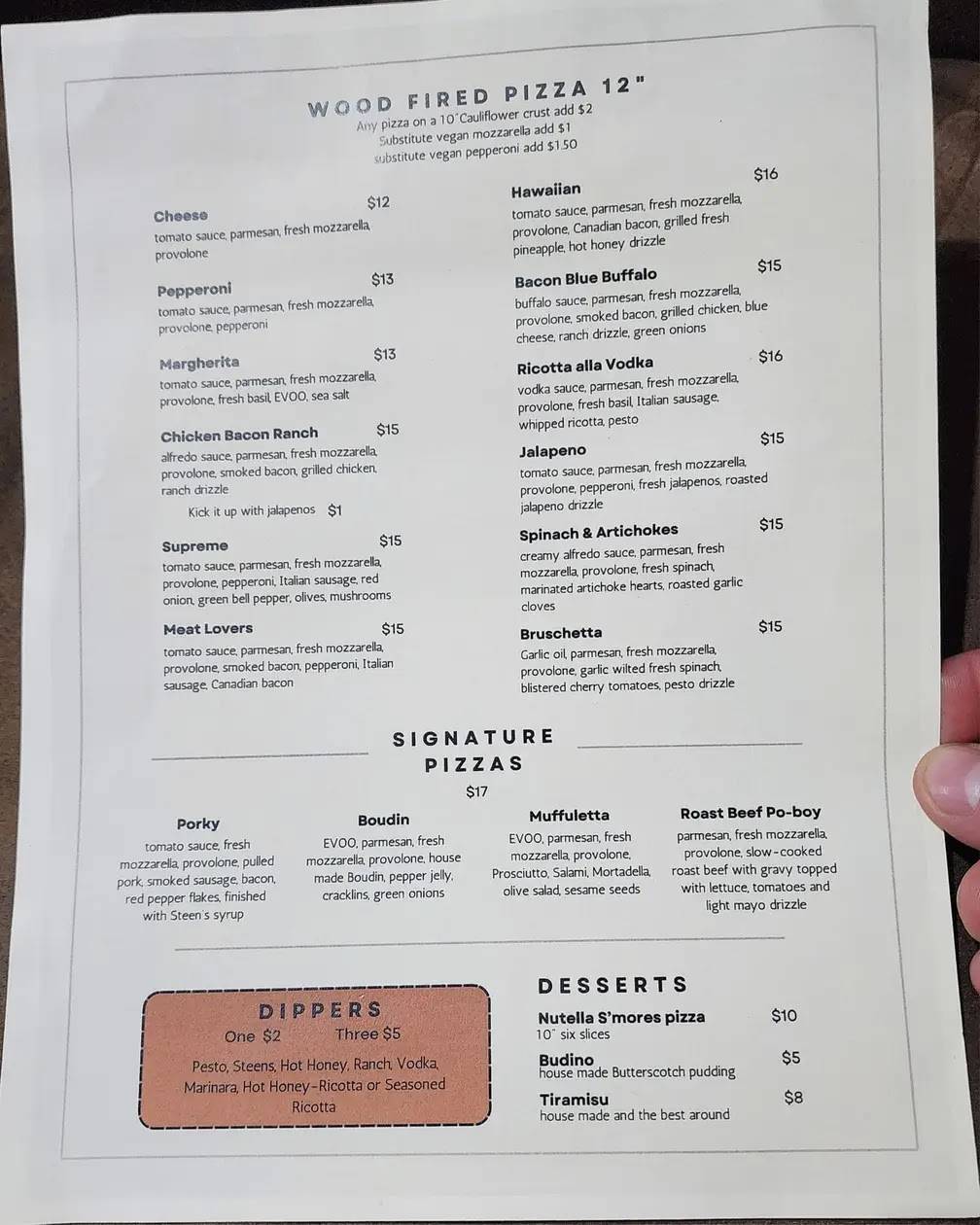Menu at NOLA Mia Pizzeria, Ponchatoula