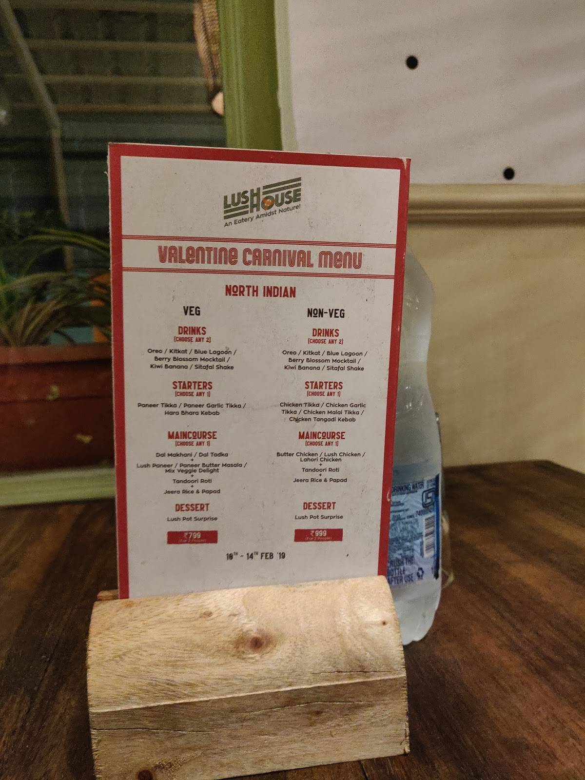Menu at Lush House, Nagpur