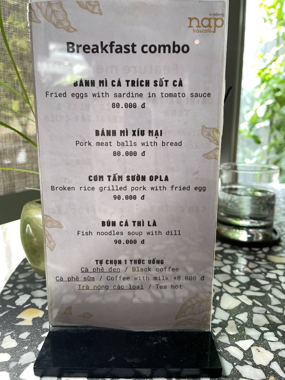 Menu at Nap by Napoly cafe, Ho Chi Minh City