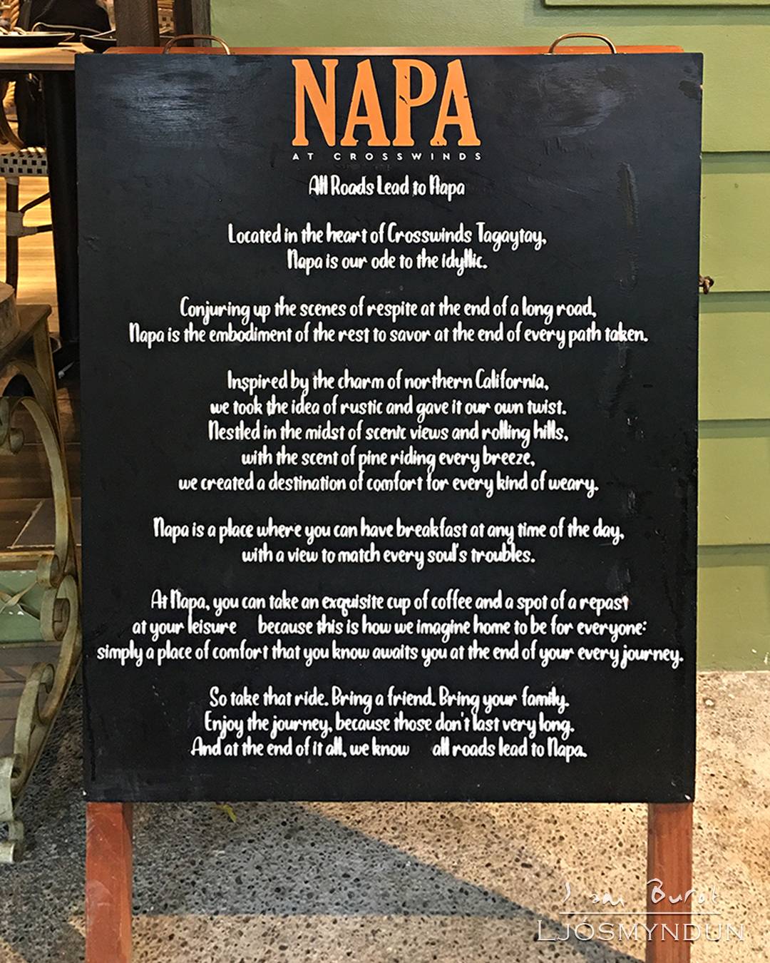 Menu at Napa at Crosswinds restaurant, Tagaytay