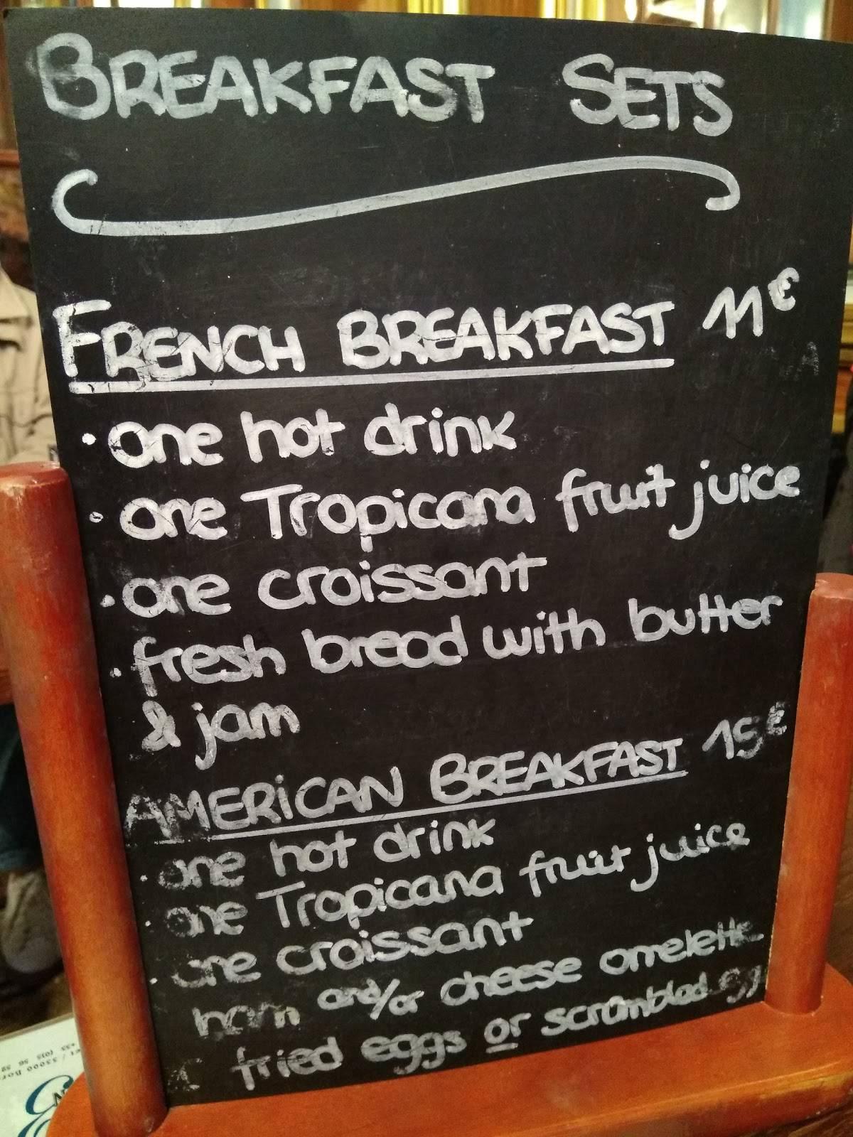 Menu au Café Napoléon 3, Bordeaux