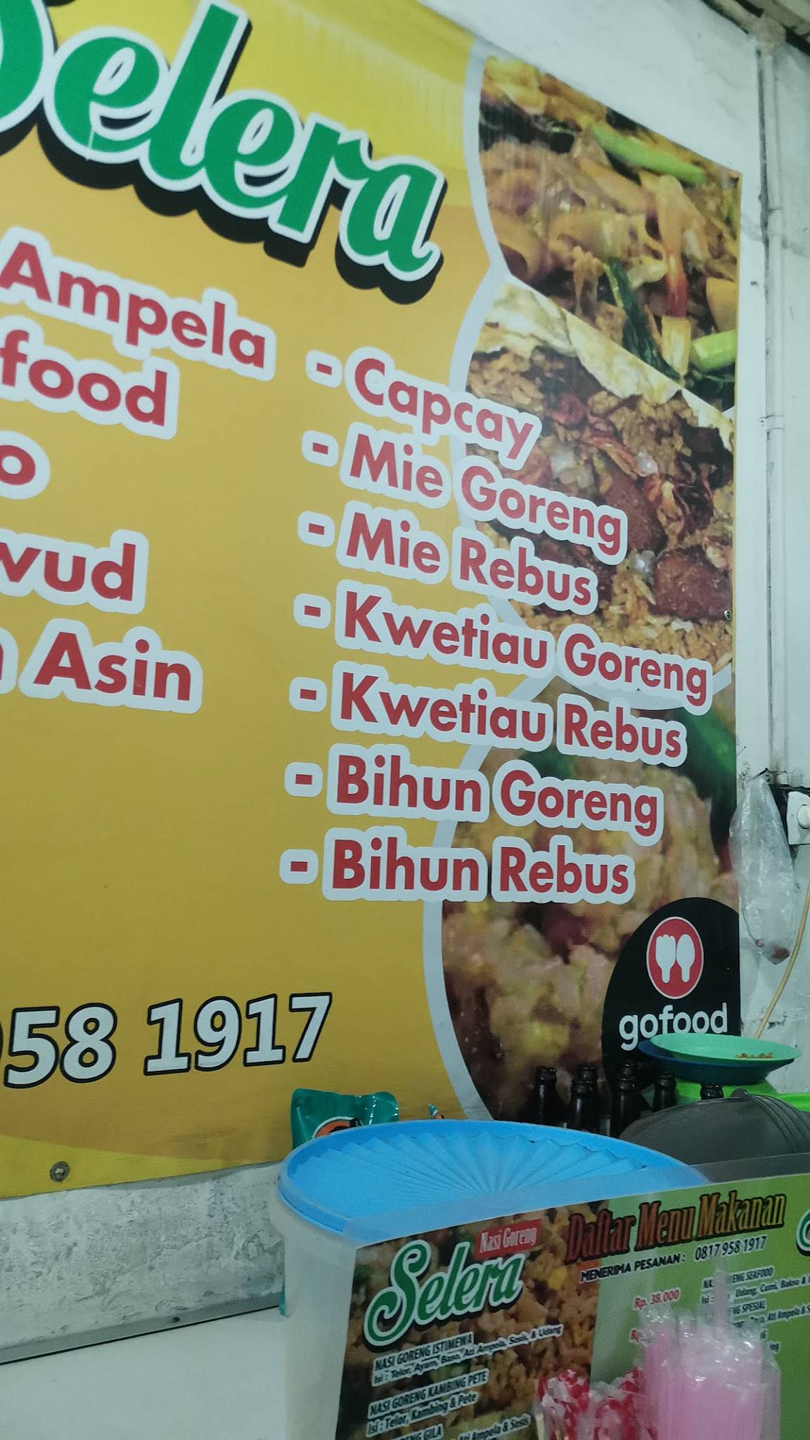 Menu at Nasi Goreng "SELERA" restaurant, West Jakarta, Jl. Kav. DKI Jl ...