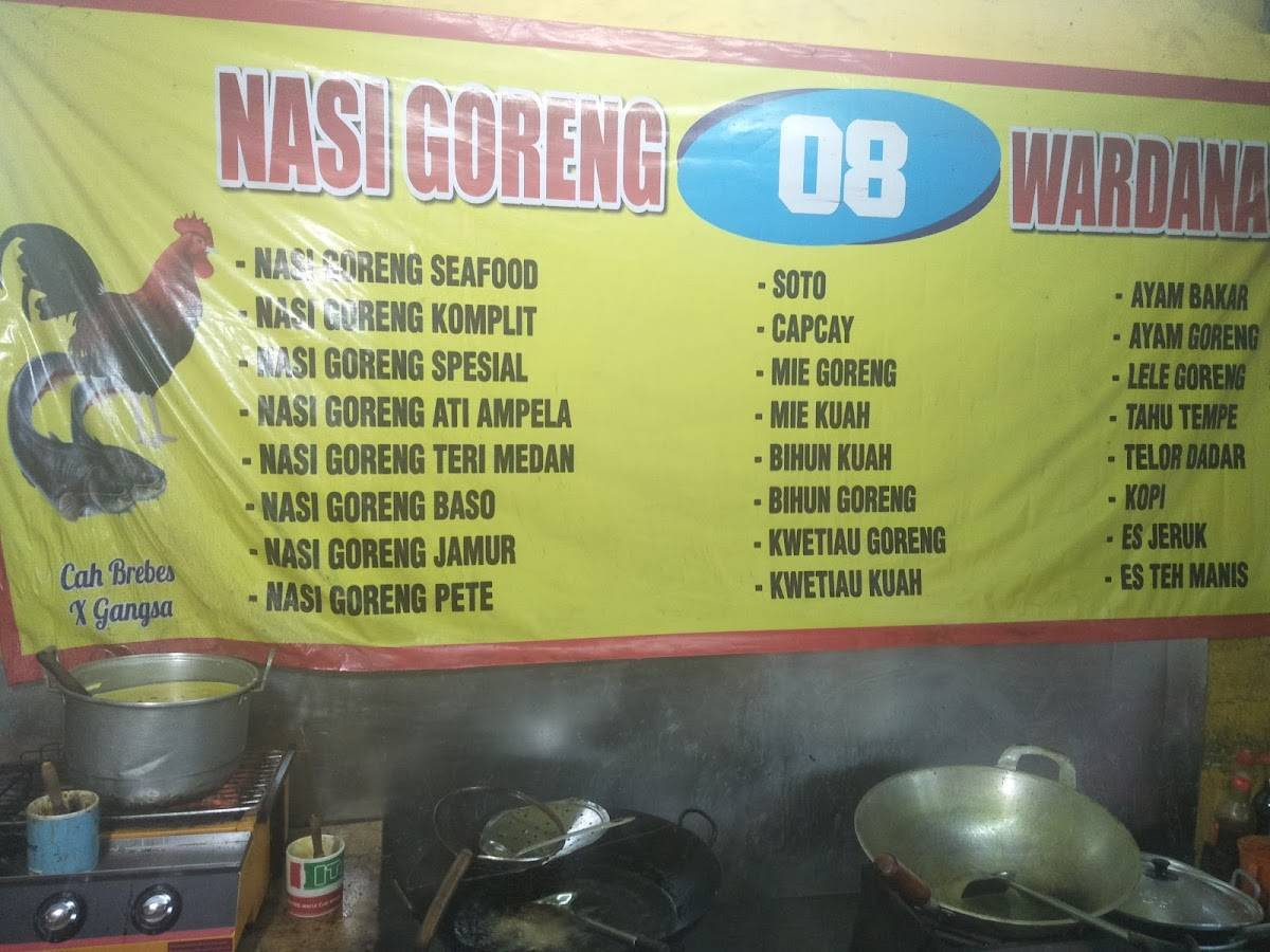 Menu at Nasi Goreng Wardana restaurant, Indonesia