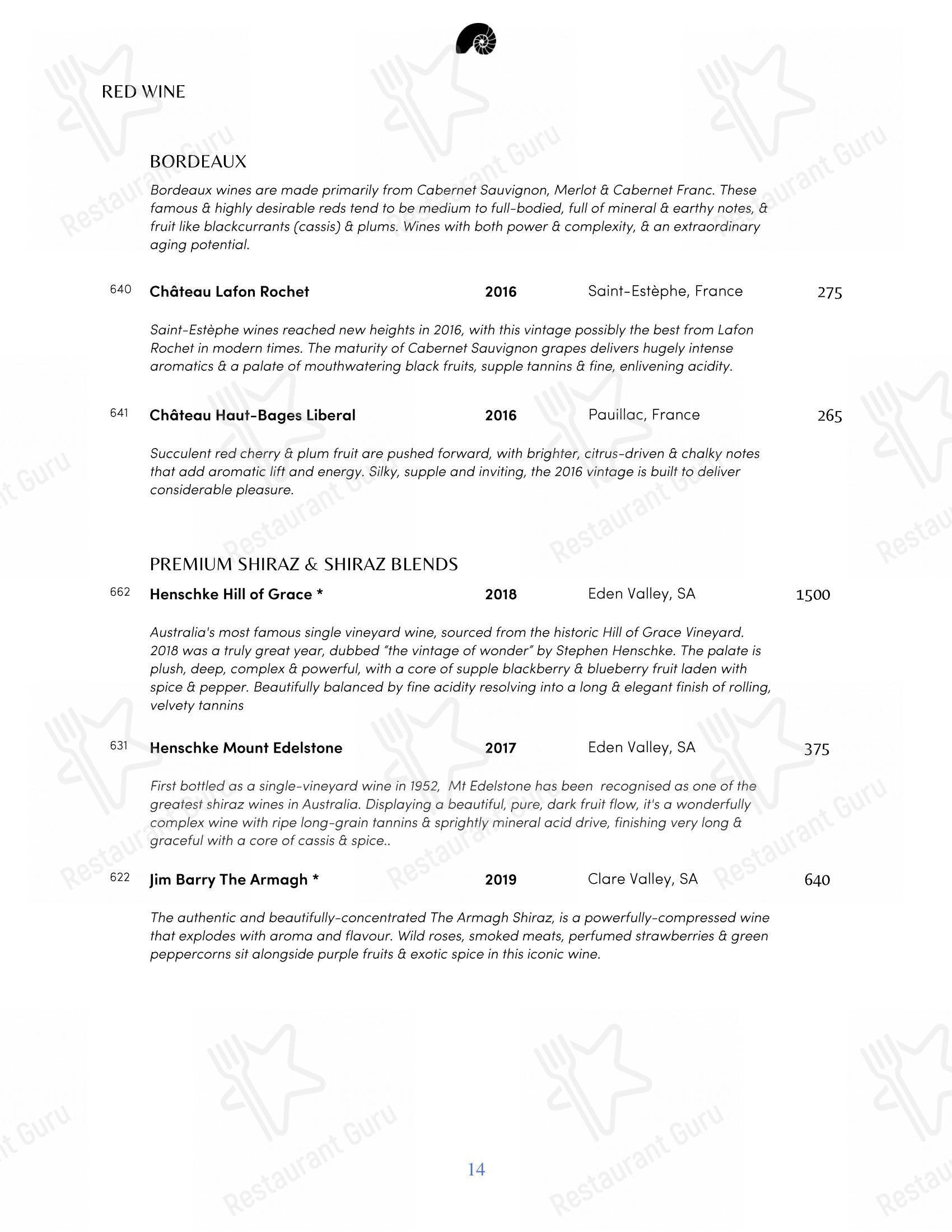 Menu at Nautilus Restaurant, Port Douglas