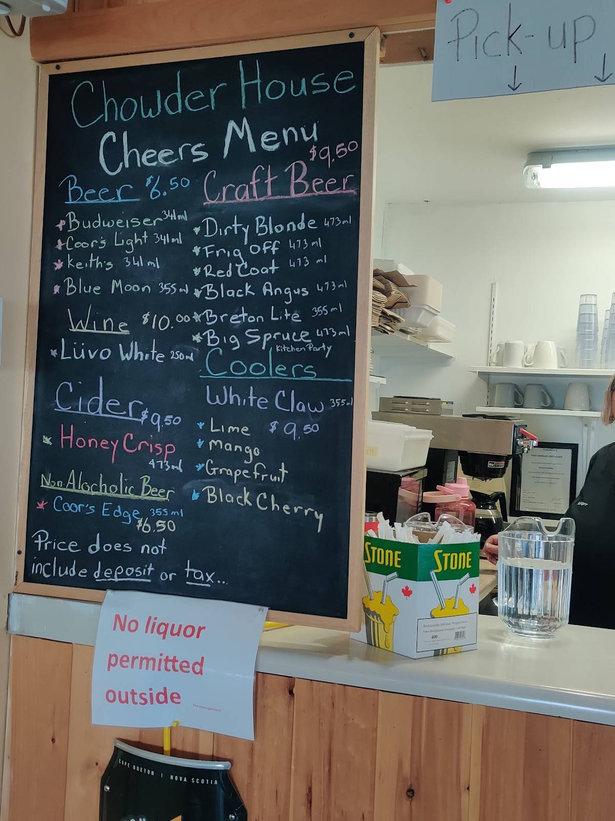 Menu at Chowder House restaurant, Neils Harbour, 90 Lighthouse Rd