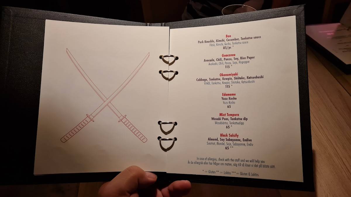 Menu at Neo Neo restaurant, Gävle