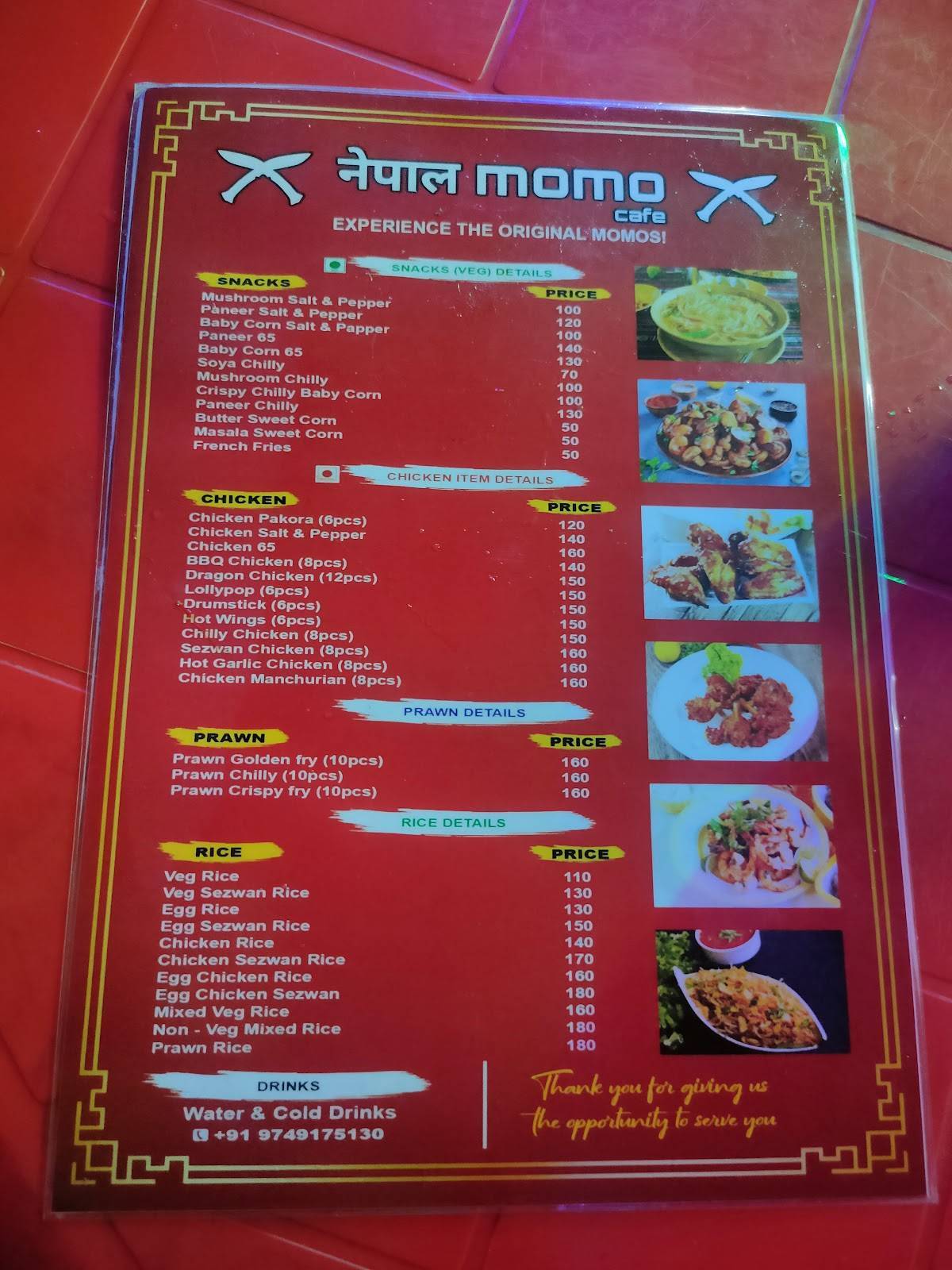 Menu at Nepal Momo Cafe, Durgapur