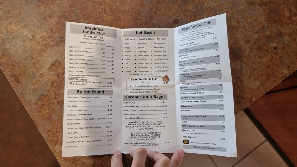 Menu at New York Bagelry restaurant, West Lawn, Penn Ave