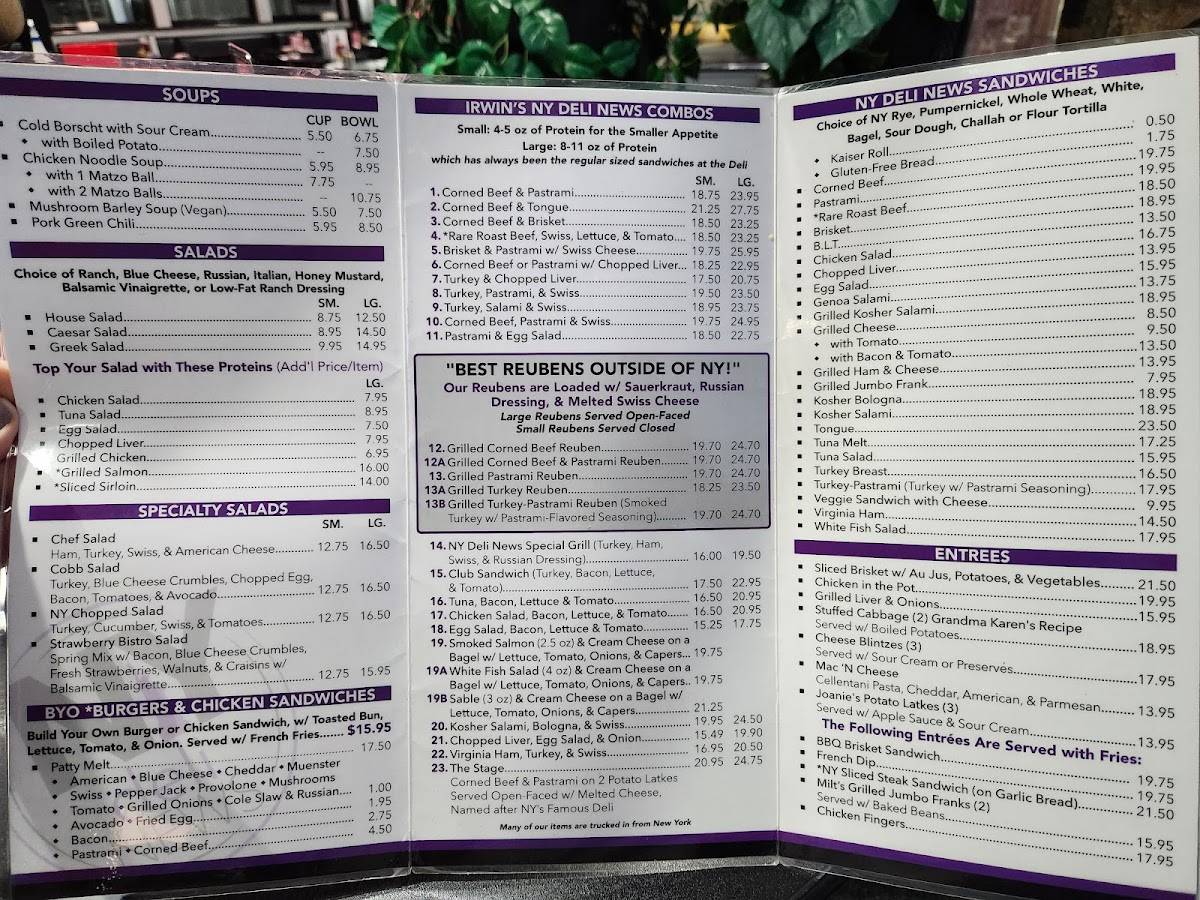 Menu at New York Deli News restaurant, Denver