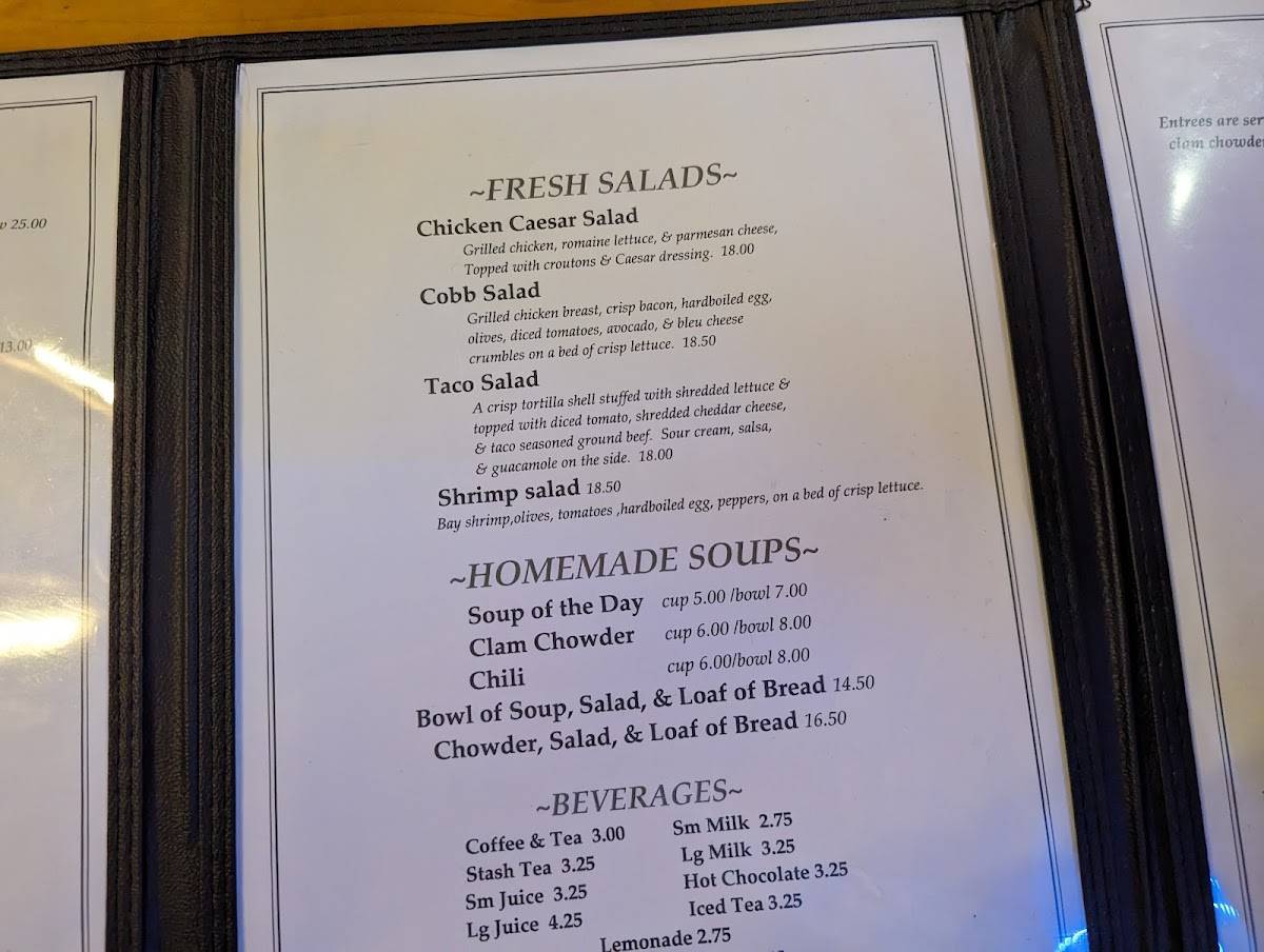 Menu at Newport Steak & Seafood steakhouse, Newport, SW Coast Hwy
