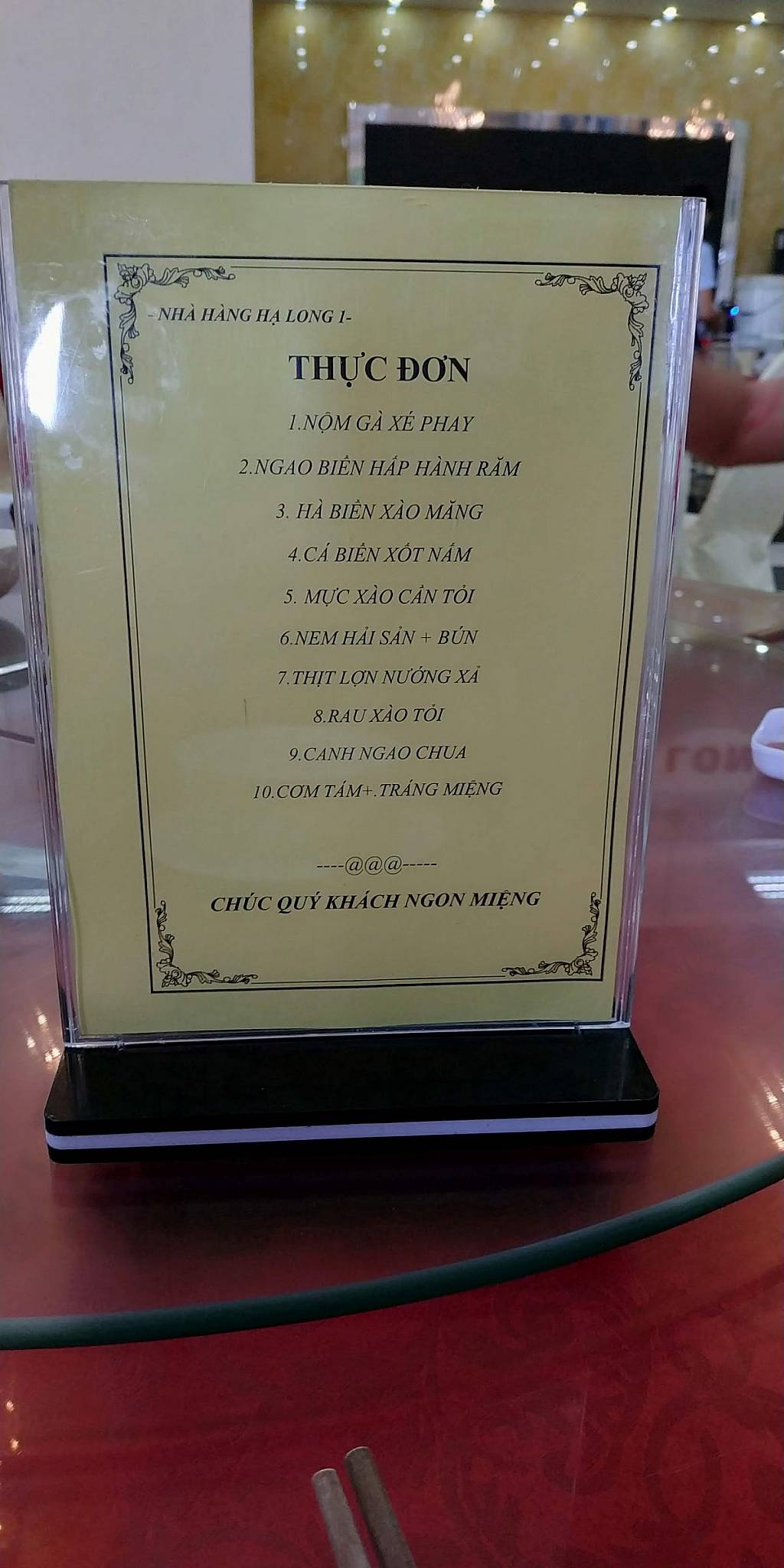 Menu at Nhà Hàng Hạ Long 1 restaurant, Ha Long