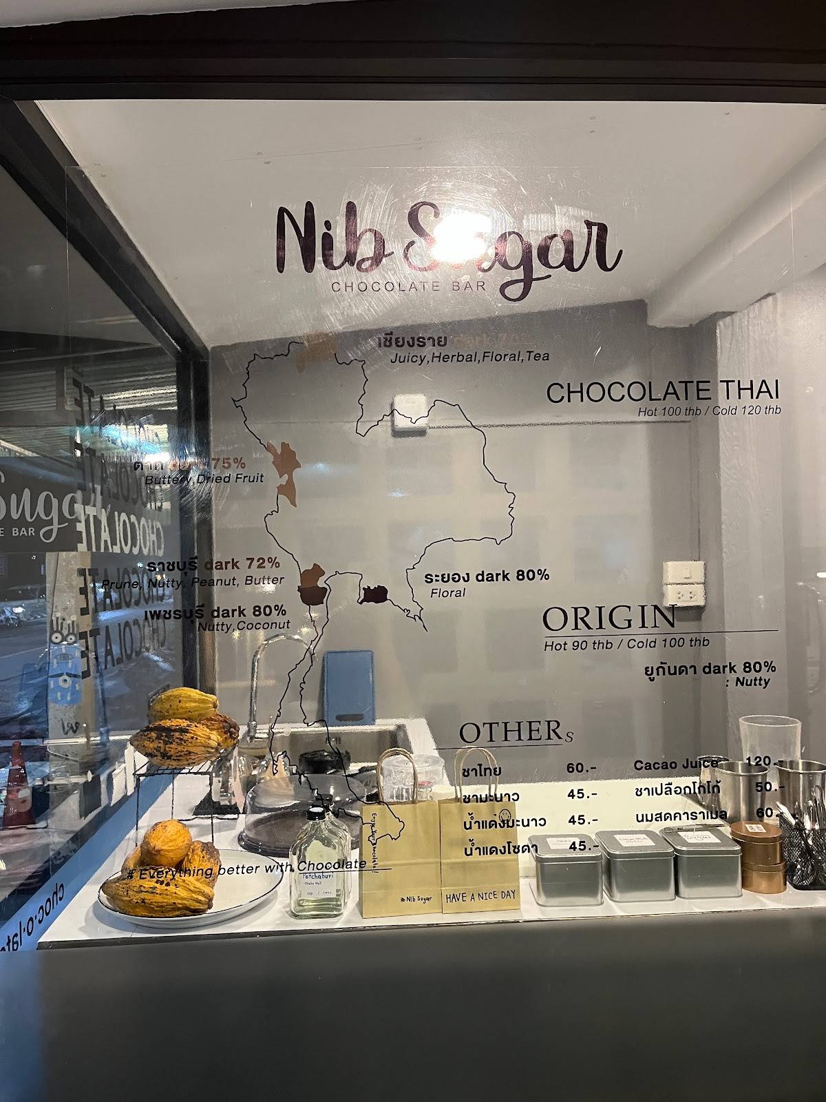 Menu at Nib Sugar-Chocolate Bar, Hua Hin