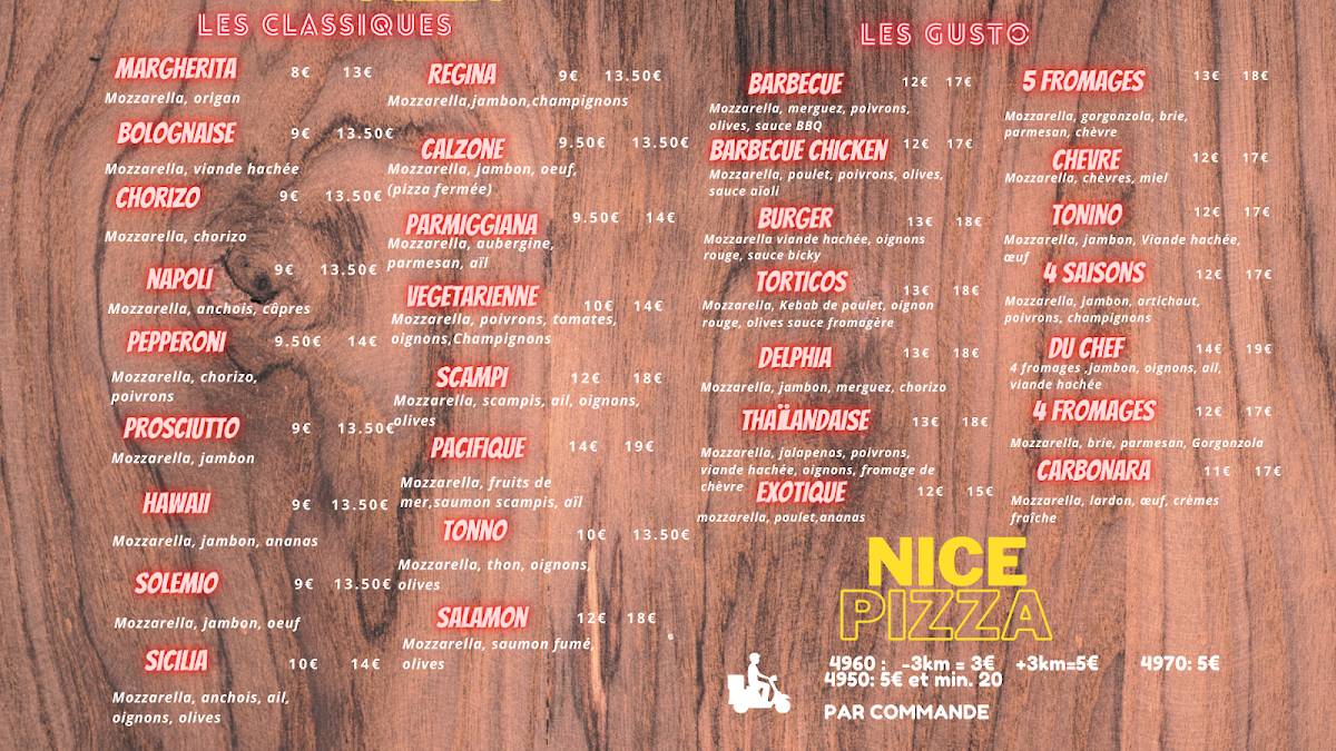 Menu at Nice Pizza, Malmedy