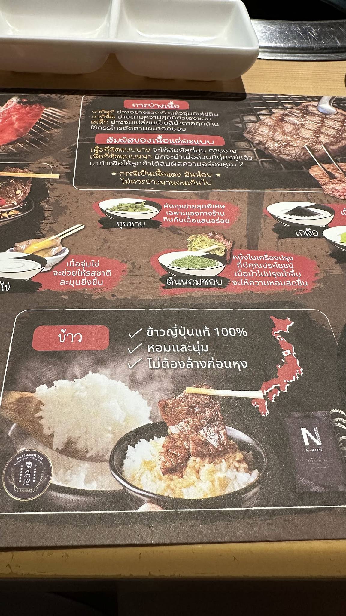 Menu at Niku Sho restaurant, Bangkok