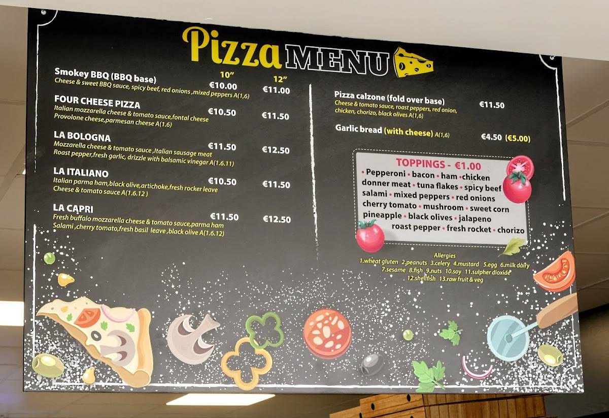 Menu at Nina's restaurant, Ballinamore