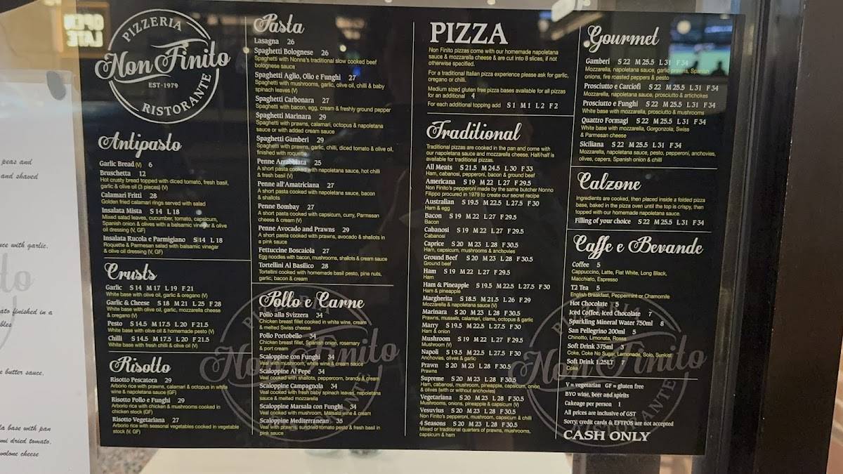 Menu at Non Finito Pizzeria Ristorante, Mortdale