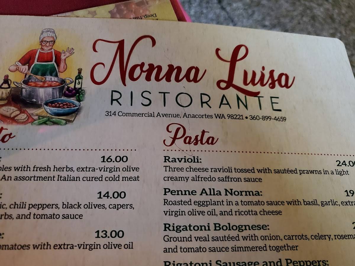 Menu at Nonna Luisa Ristorante restaurant, Anacortes