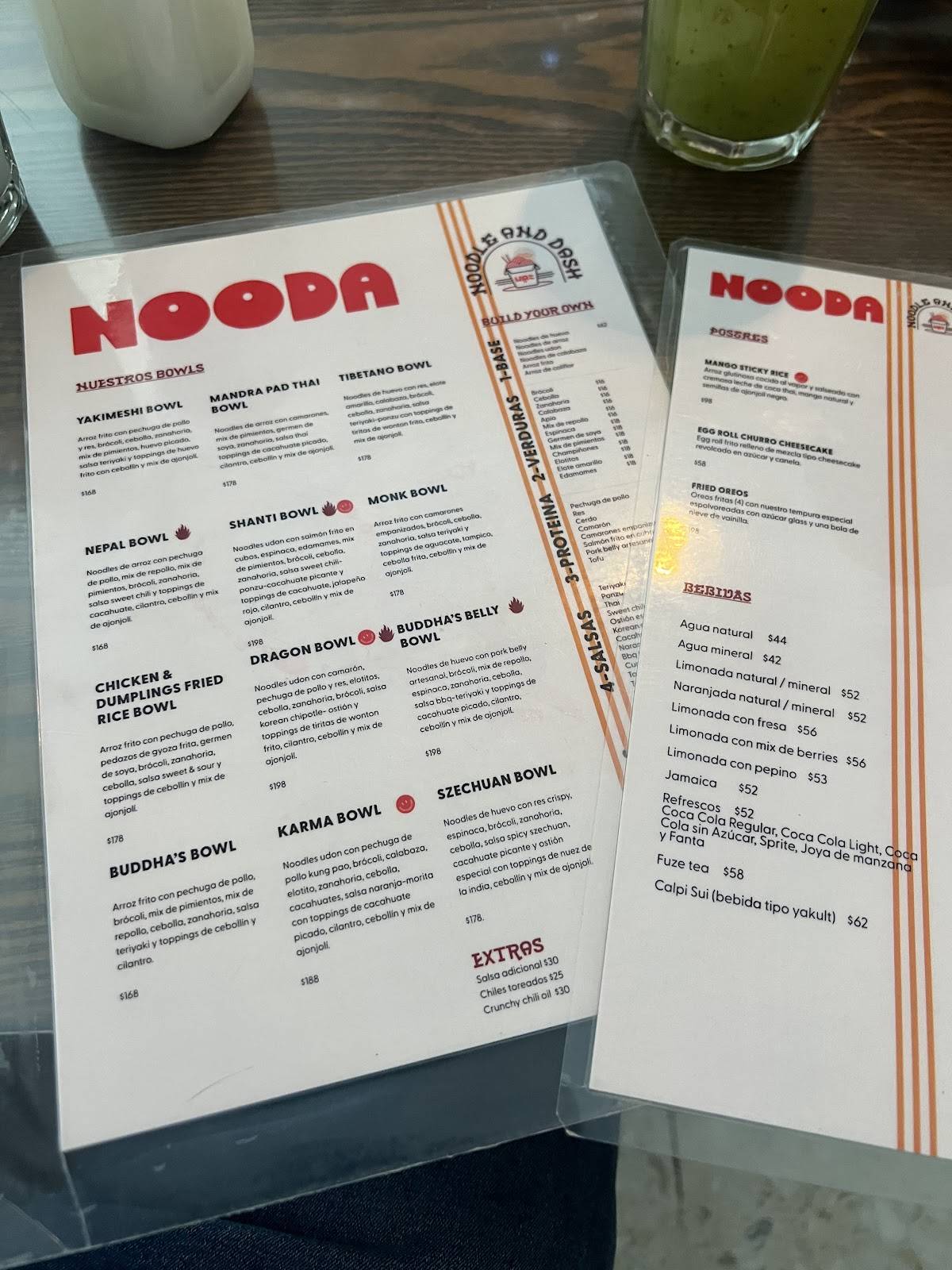 Carta del restaurante Nooda Obispado, Monterrey
