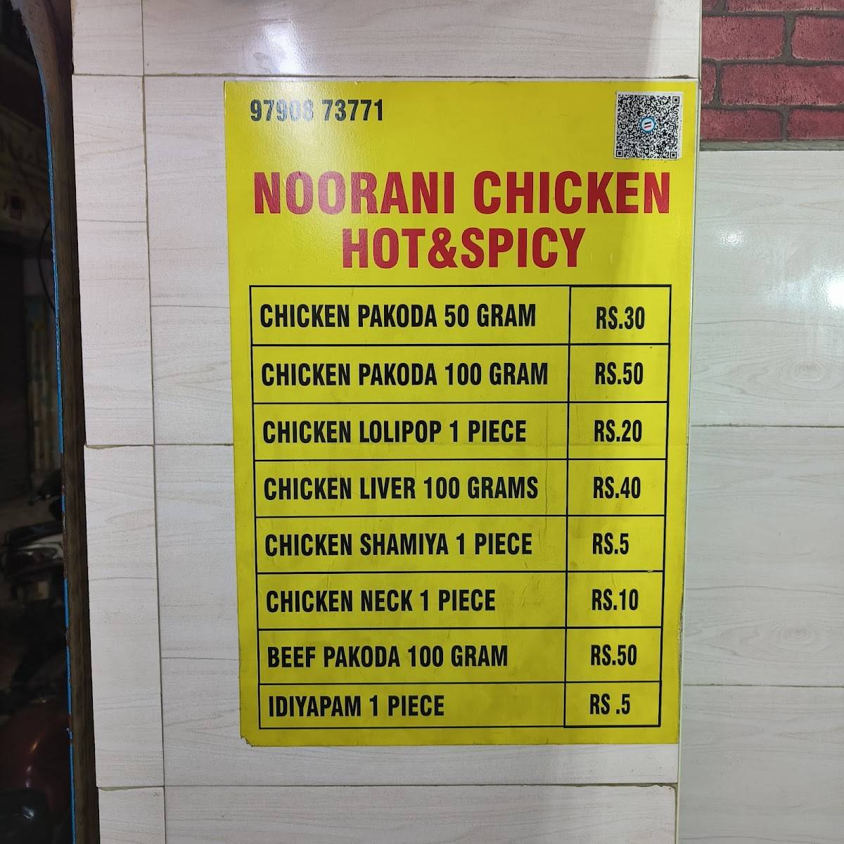Menu at Noorani Chicken Pakoda, Chennai