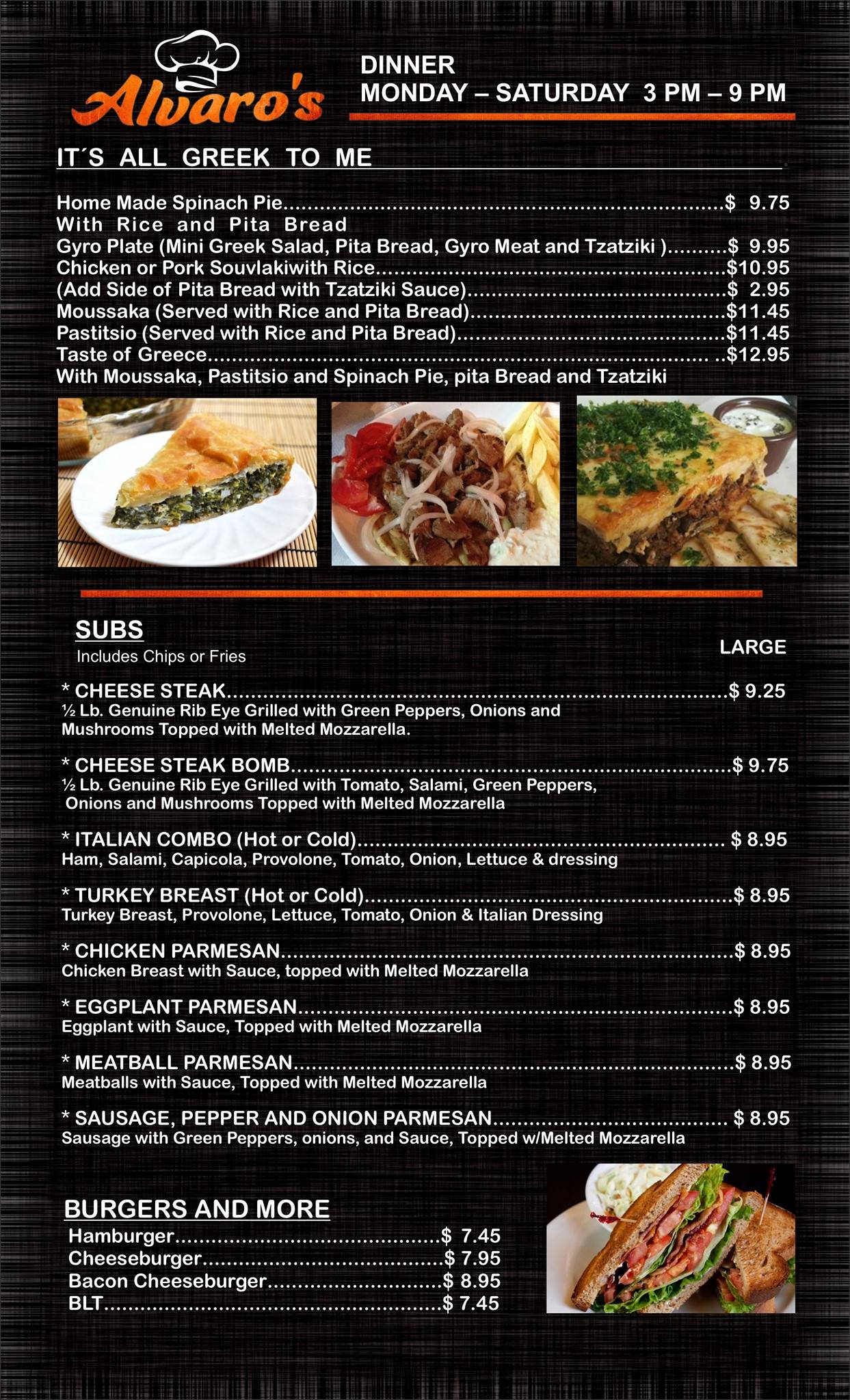 Menu at Alvaro's Family Restaurant, North Port