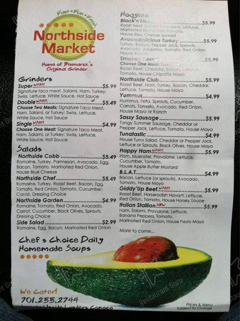 Menu at Shell cafe, Bismarck, N 12th St