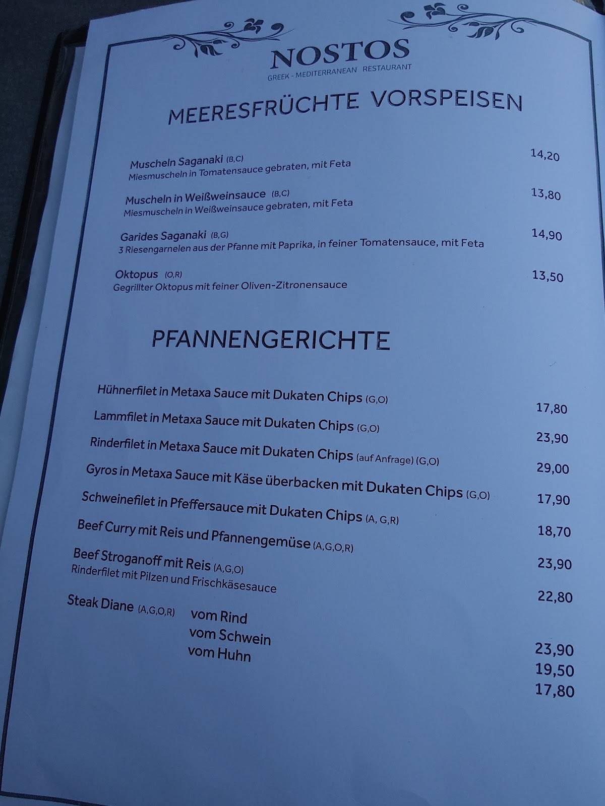Speisekarte von Nostos Greek Mediterranean Restaurant, Mistelbach