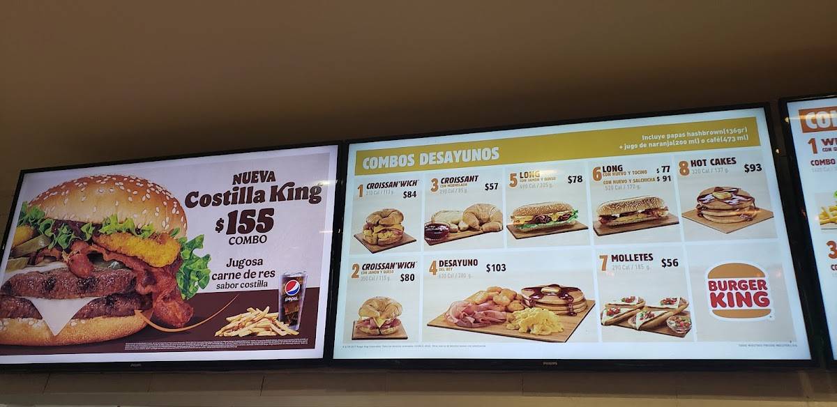 Carta del restaurante Burger King, Nuevo Laredo, C. Nayarit 4102
