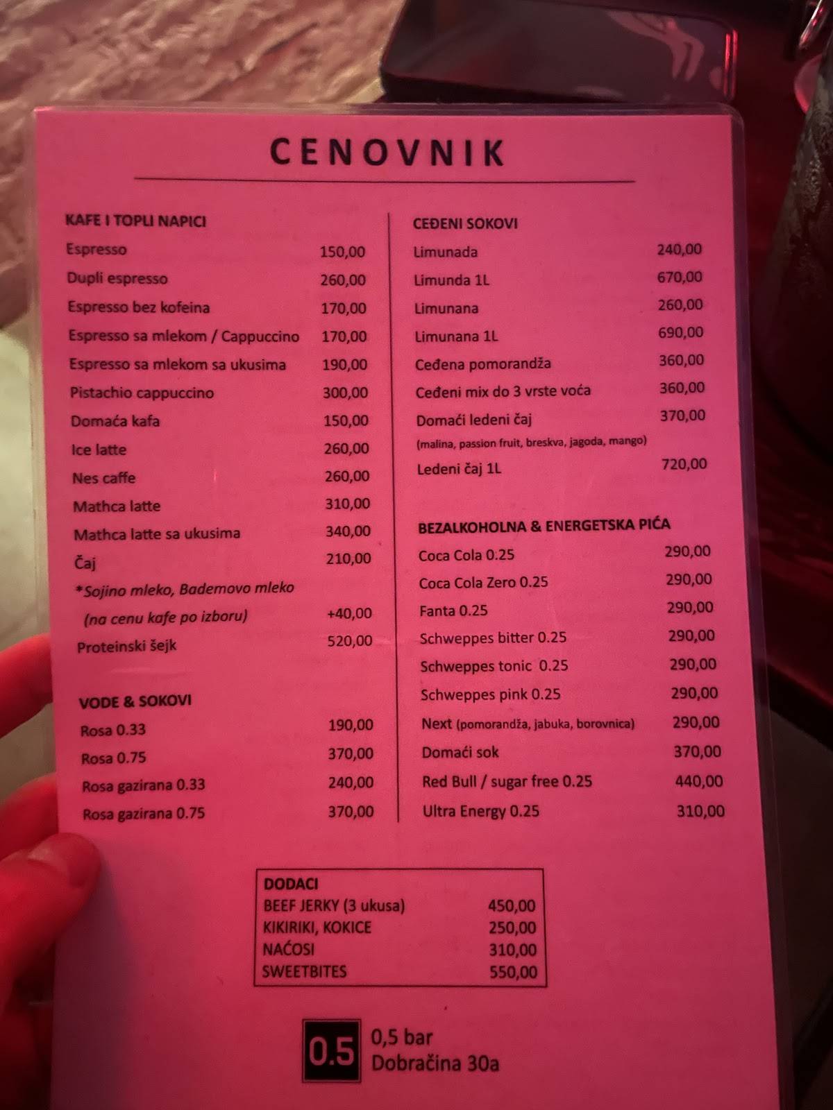 Speisekarte von Nula Pet pub & Bar, Belgrad