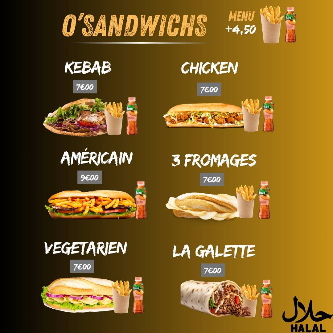 Menu at O.FOOD pub & bar, Nancy