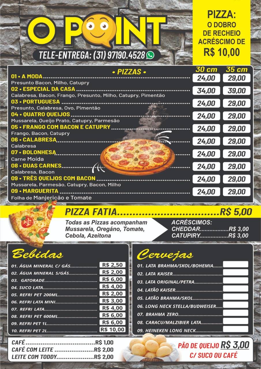 Menu em O point pub & Bar, Ponte Nova