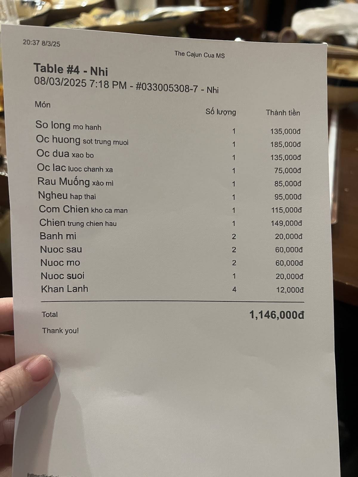 Menu at ỐC KAI QUÁN restaurant, Ho Chi Minh City