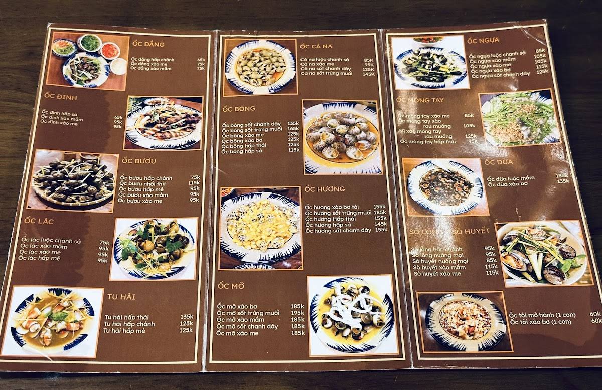 Menu at ỐC KAI QUÁN restaurant, Ho Chi Minh City